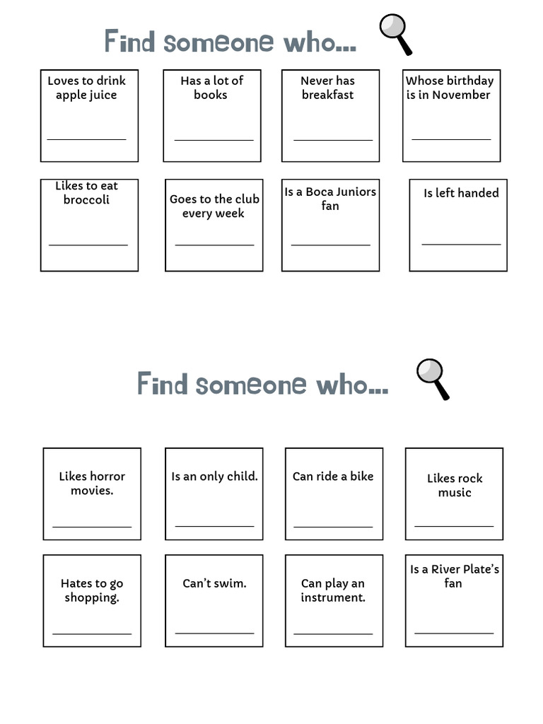 Find Someone Who... Getting To Know You EFL Class Activity | PDF