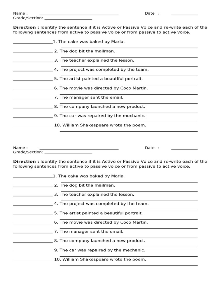 Quiz-Active and Passive Voice | PDF