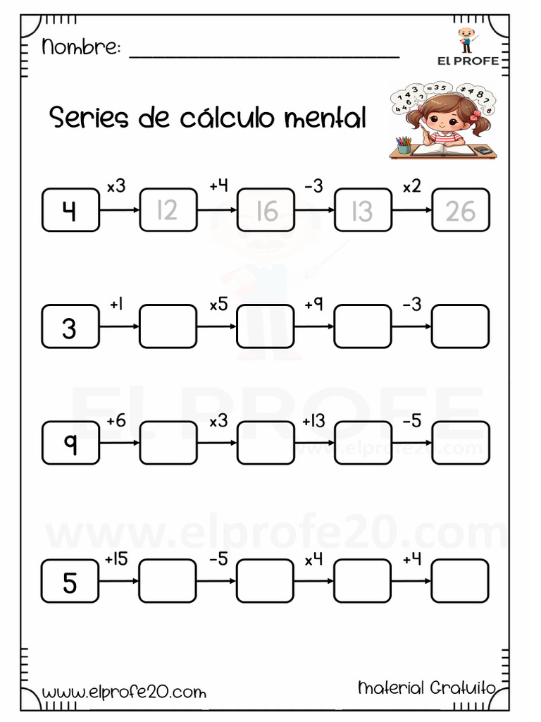 Ejercicios Series de Calculo Mental Elprofe20 | PDF