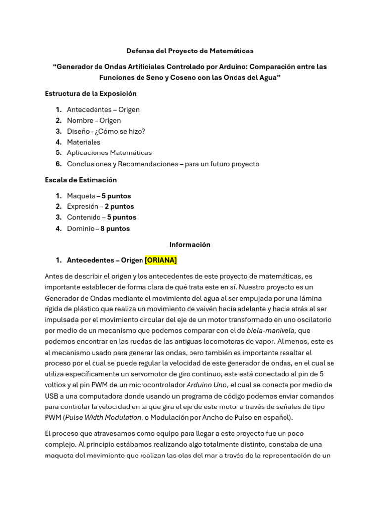 Defensa Del Proyecto de Matemáticas | PDF | Triángulo | Olas