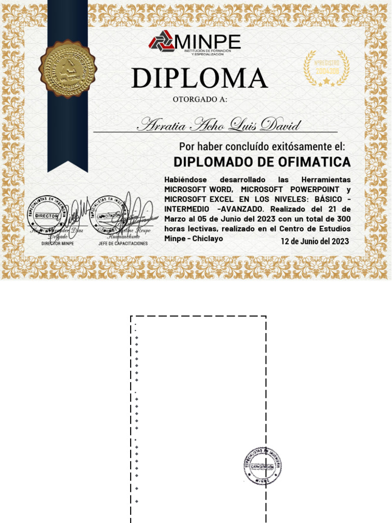Certificado Ofimatica | PDF