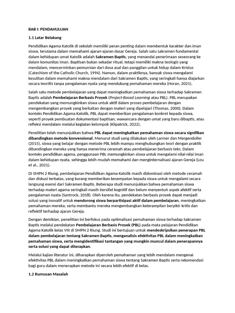 Draf PTK Agama Katolik | PDF