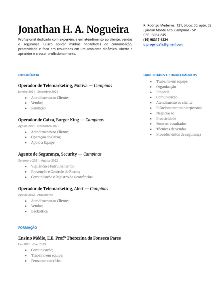 Currículo 2024 - Jonathan Henrique | PDF