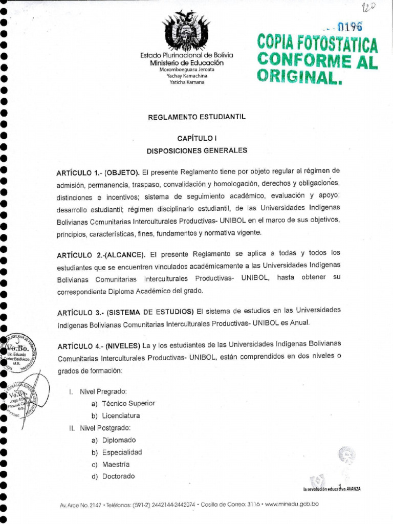 Reglamento Estudiantil | PDF