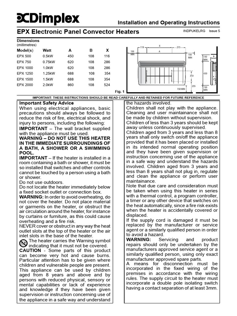EPX Convector Heater Installation Guide | PDF | Electrical Wiring ...