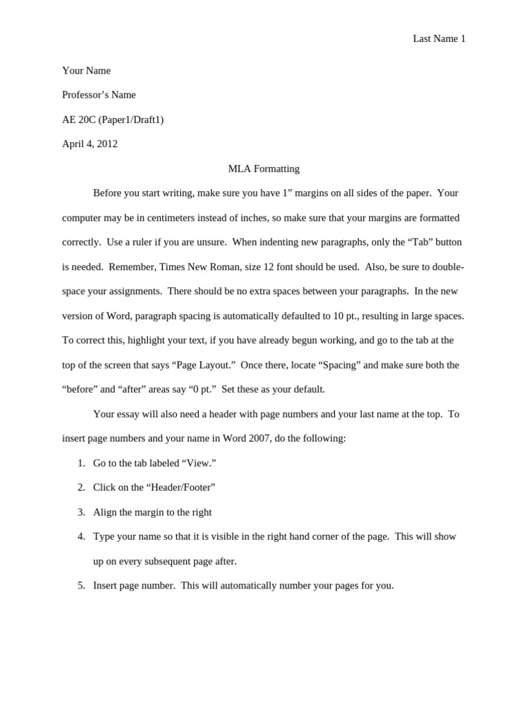 MLA Formatting Guidelines for Essays | PDF