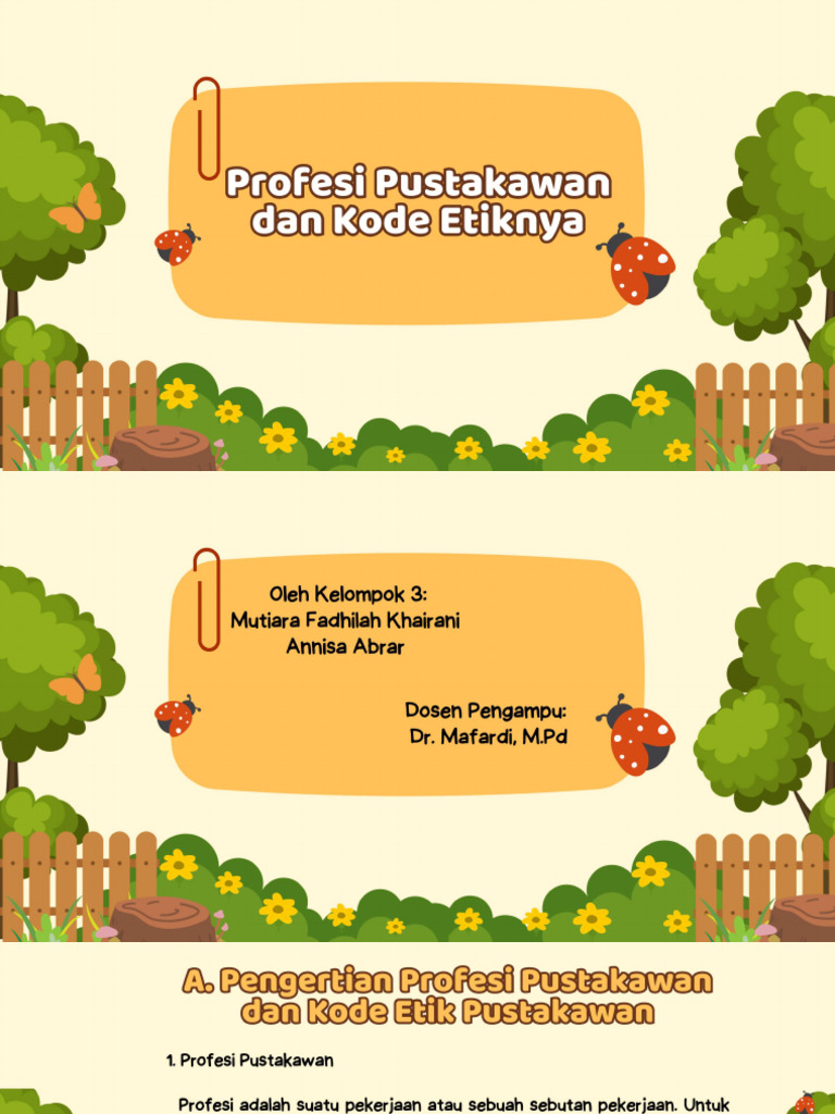 Profesi Pustakawan Dan Kode Etiknya (Kel 3) - 20250611 - 223733 - 0000 ...