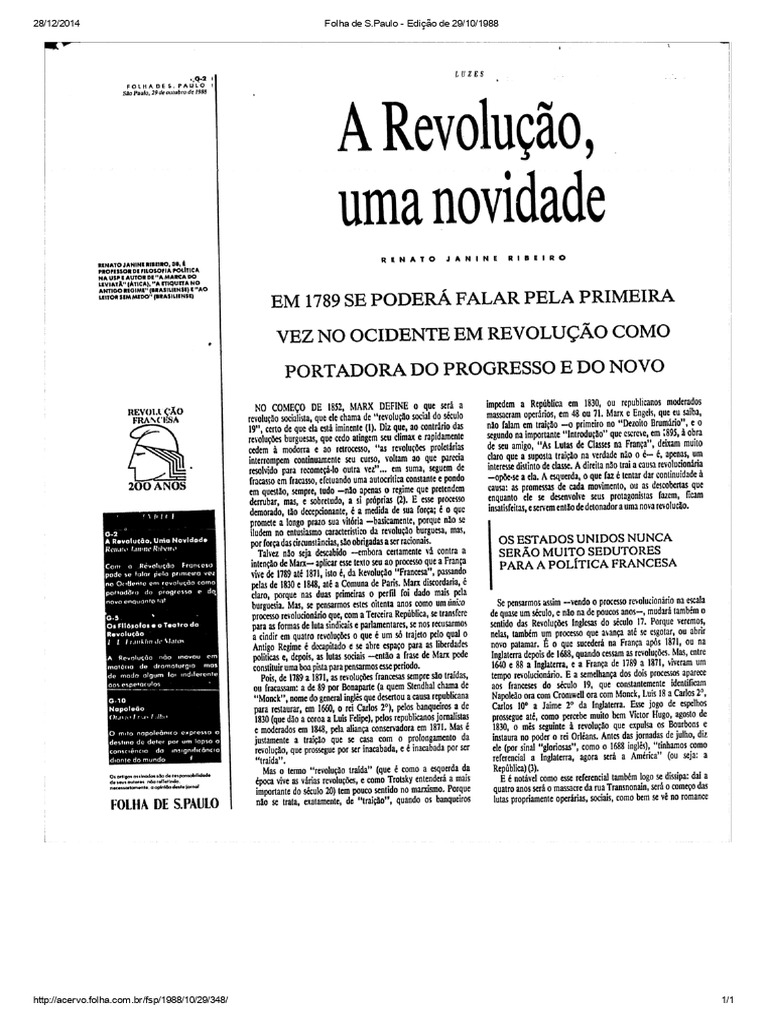 JANINE RIBEIRO, Renato. A Revolução, Uma Novidade | PDF