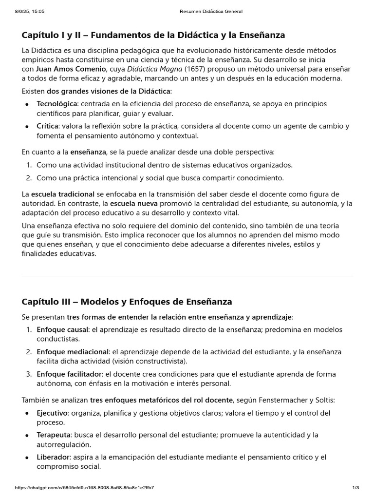 Resumen Didáctica General | PDF | Enseñando | Evaluación