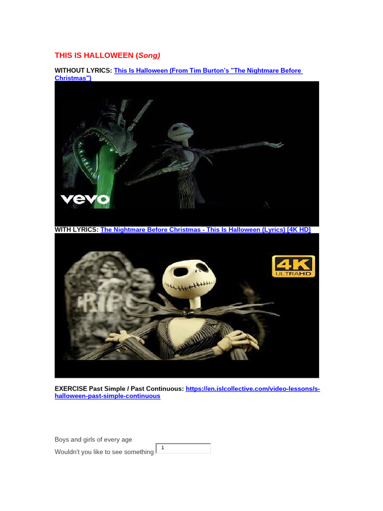 THIS IS HALLOWEEN - Song Quiz | PDF