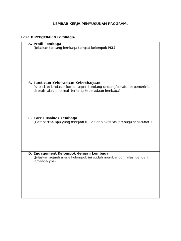 Lembar Kerja Penyusunan Program | PDF