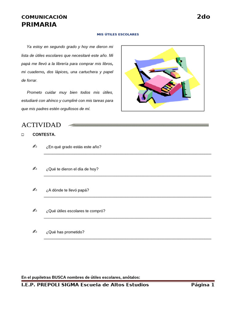 Actividad: 2do Primaria | PDF | Alfabeto | Lingüística