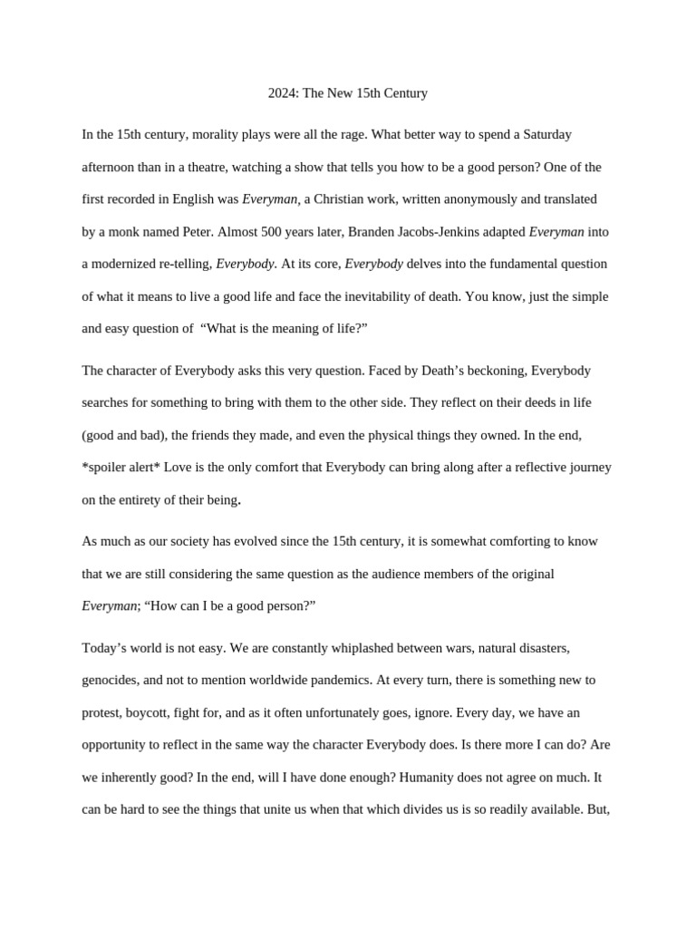 Carn Everybody Dramaturg Note | PDF