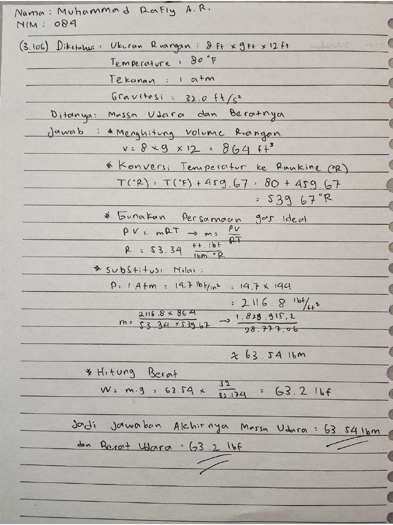 Muhammad Rafly 084 Tugas Thermodinamika | PDF