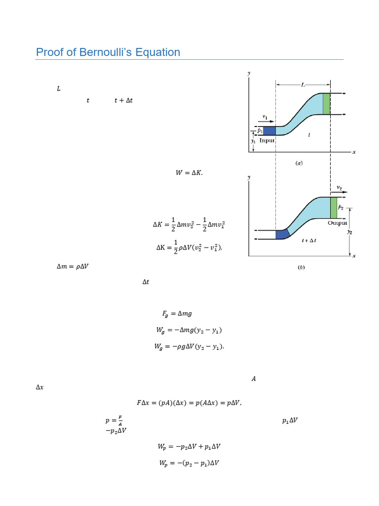 Proof of Bernoulli's Equation | PDF