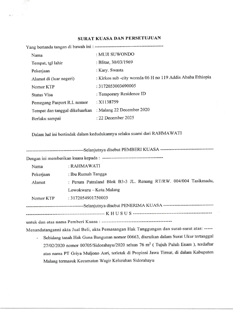 Surat Kuasa Pak Muji | PDF