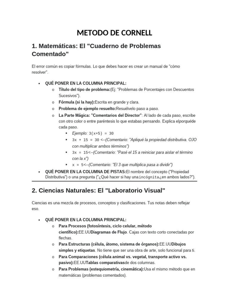 Método Cornell para Matemáticas | PDF | Matemáticas | Matemáticas Aplicadas
