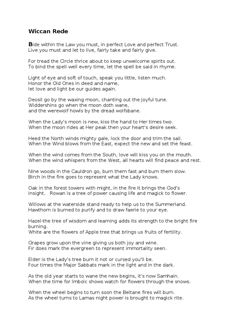 Creed Wicca | PDF | Wheel Of The Year | Wicca