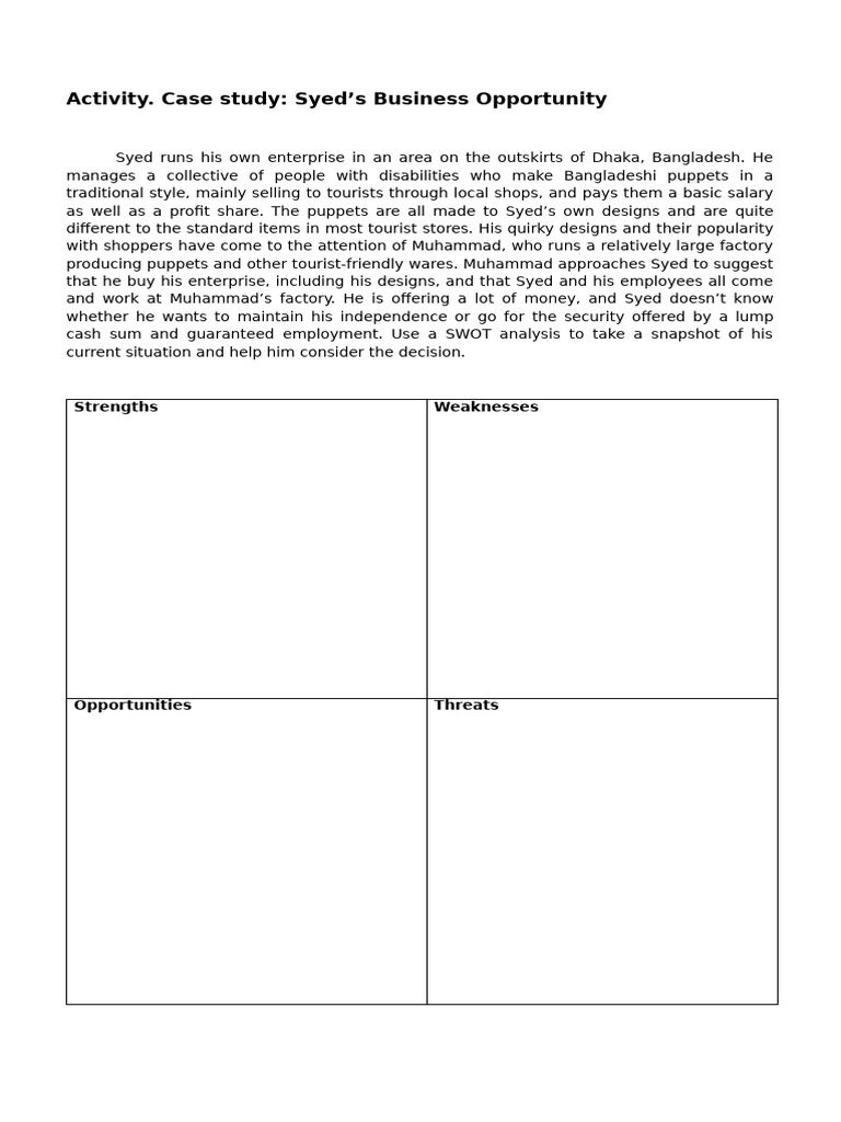SWOT Analysis of Syed's Business Decision | PDF