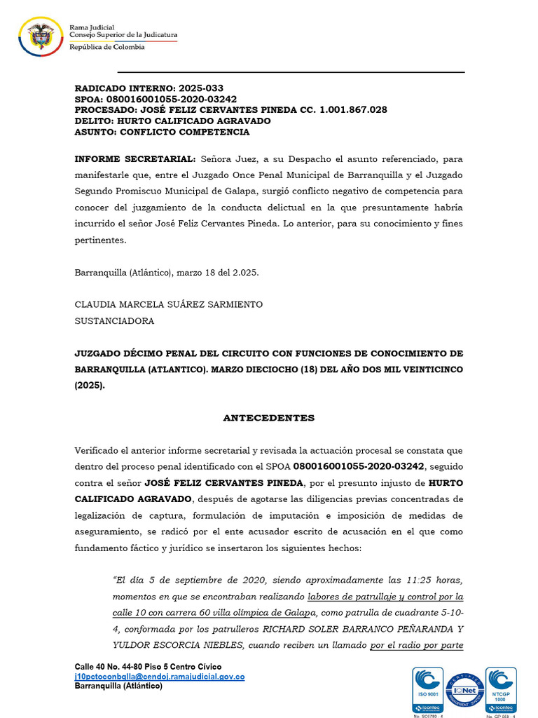 008 Auto Define Competencia | PDF | Ley procesal | Jurisdicción
