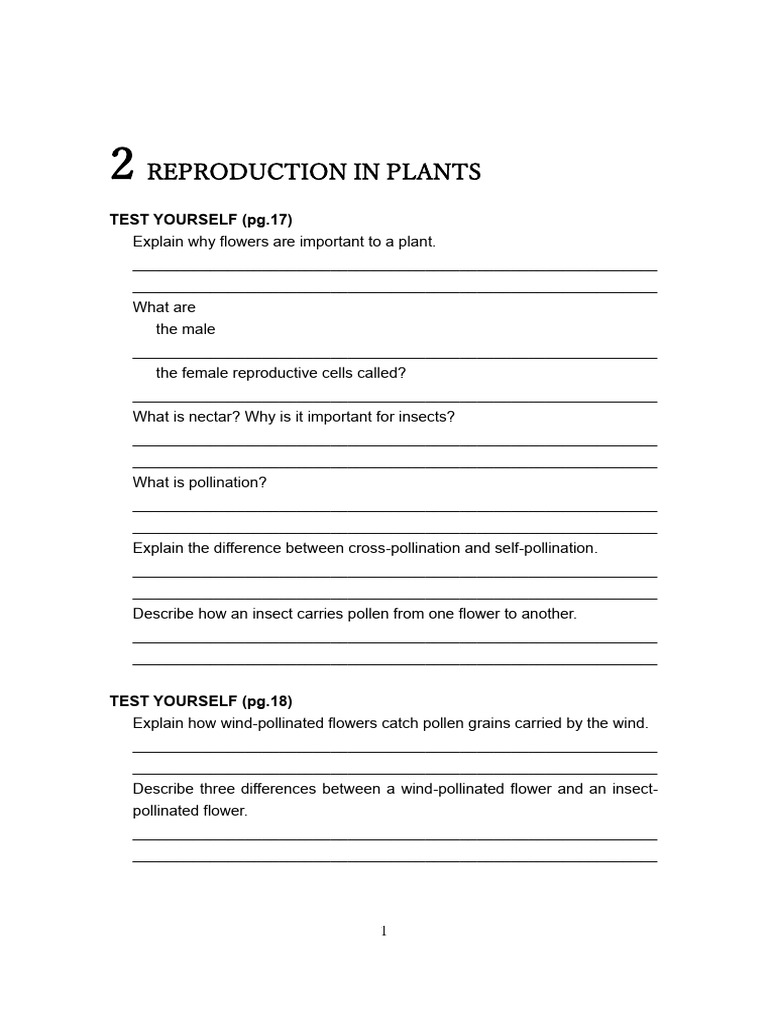 Plant Reproduction Overview and Quiz | PDF | Flowers | Pollination