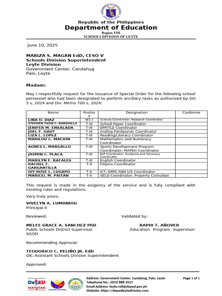 Request Special Order - SAES | PDF