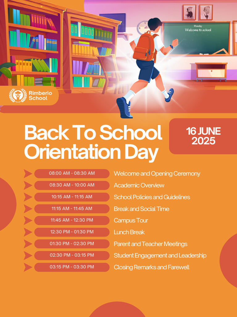 Orange Illustrated Back To School Orientation Day Program | PDF