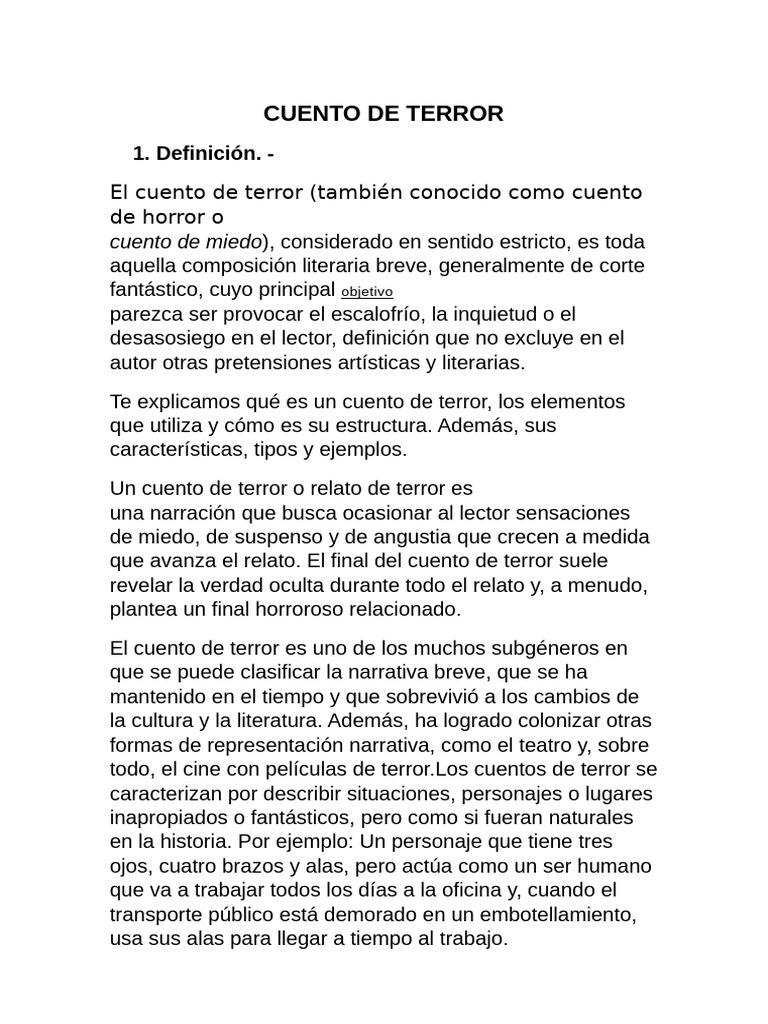Cuento de Terror | PDF | Ficción de terror | Ficcion gotica