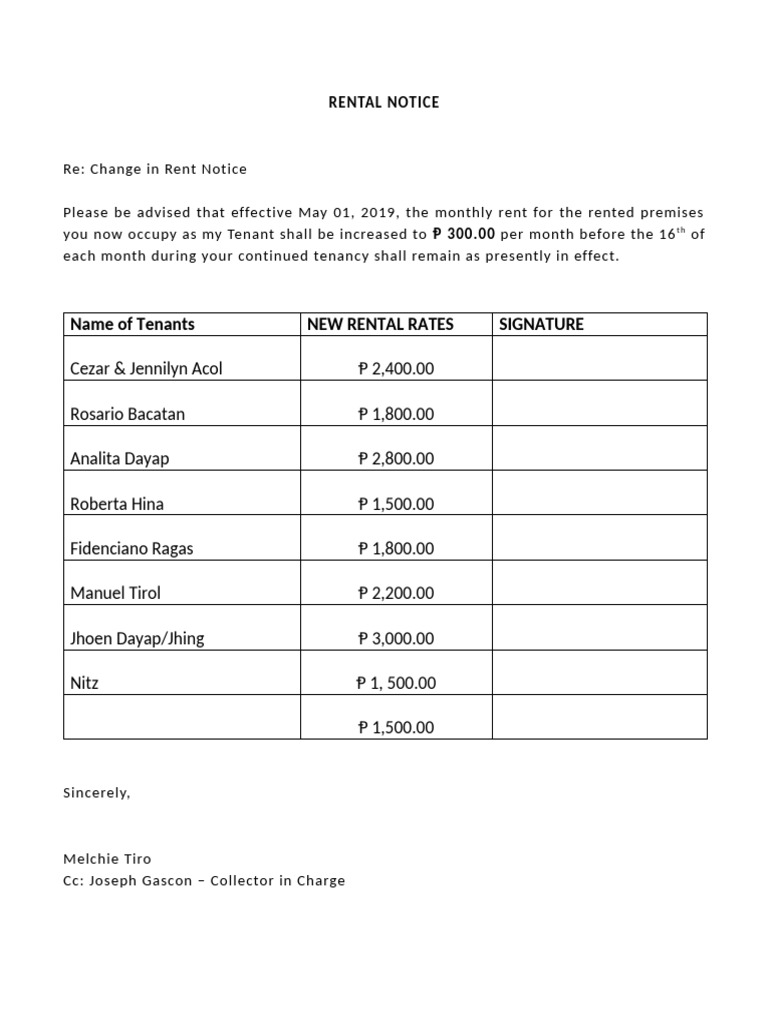 Rental Notice | PDF