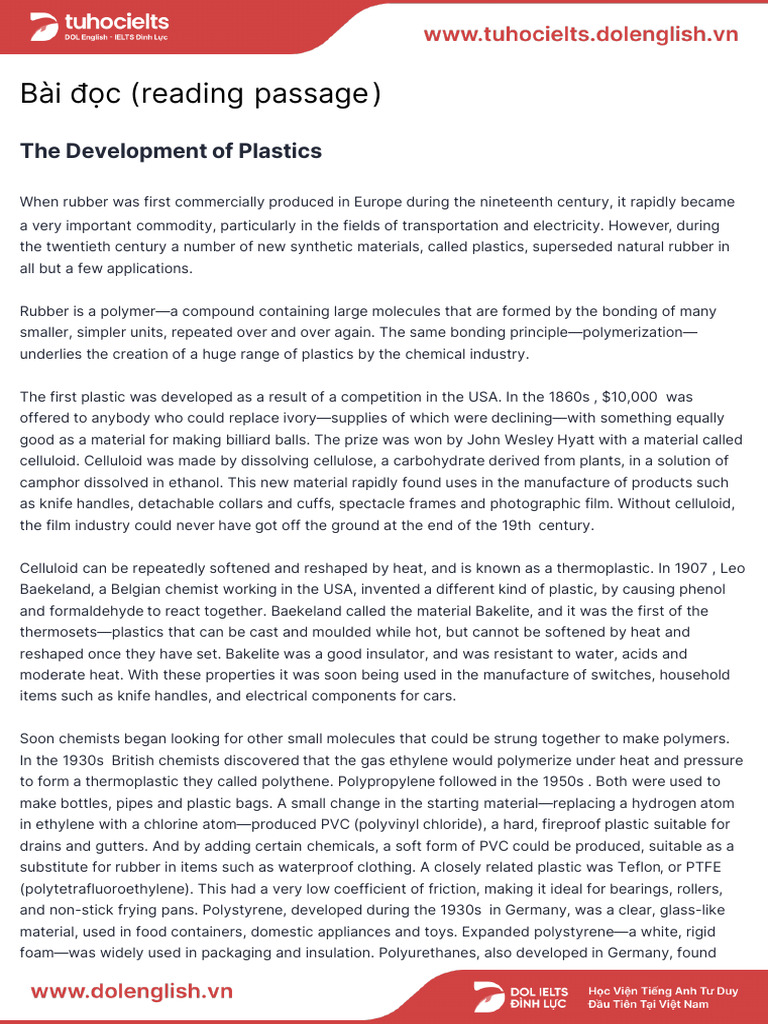 History and Development of Plastics | PDF | Plastic | Secondary Sector ...