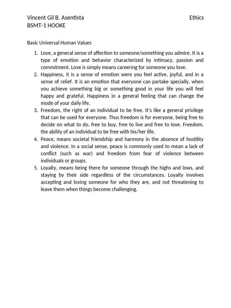 Basic Universal Human Values | PDF