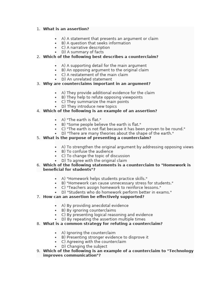 What Is An Assertion Assessment | PDF | Argument | Reason