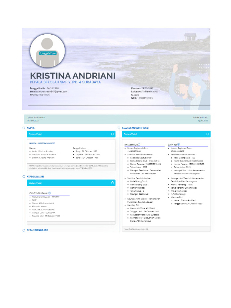 Data Penyetaraan Kependidikan Kristina Andriani | PDF