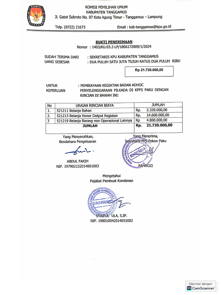 Bukti Penerimaan KPPS PAKU | PDF