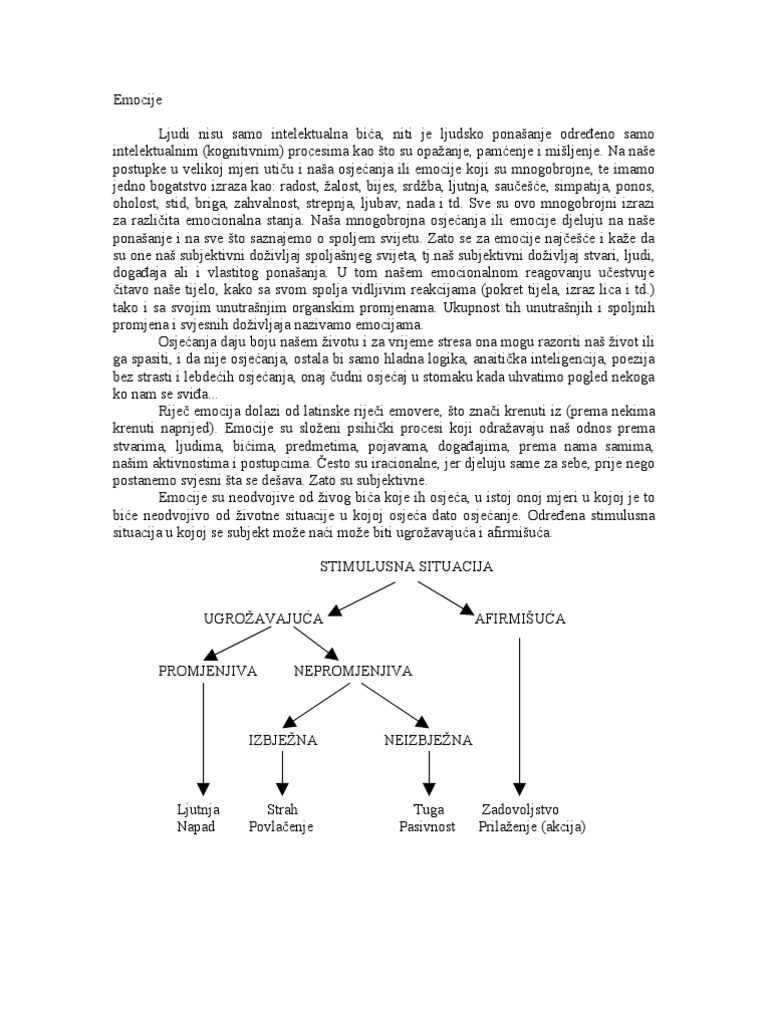 Emocije I, Klasifikacija Emocija | PDF