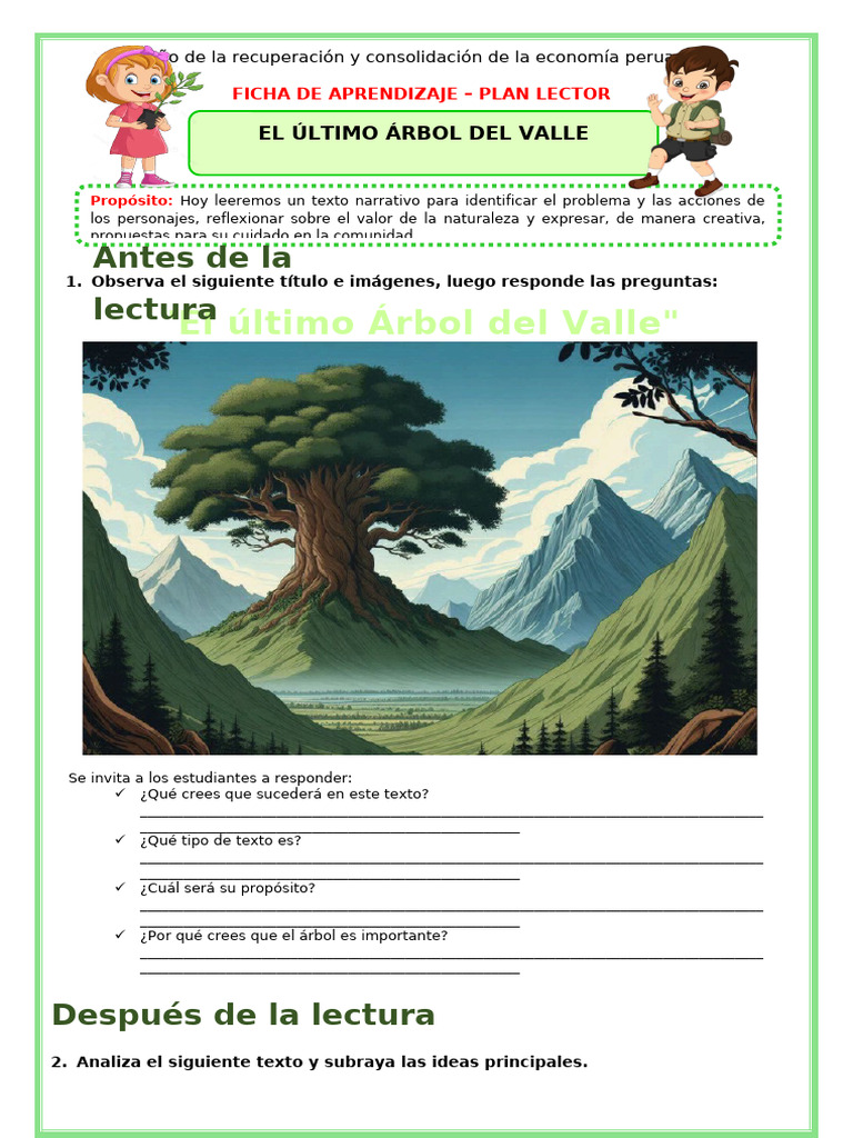 Ficha-Juev-Plan Lector-El Último Árbol Del Valle-Miss Jezabel Camargo - Único Contacto-914775350 ...