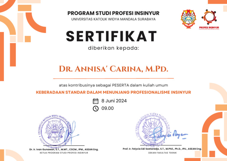 Kuliah Umum Program Studi Profesi Insinyur UKWMS | PDF