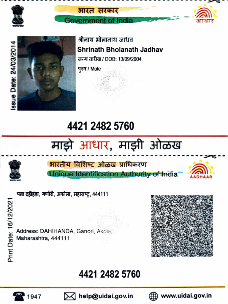 Proof of Identity (ADHAAR) | PDF