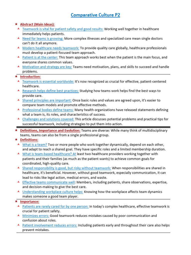 Comparative Culture P2 Summarized | PDF | Health Care | Patient