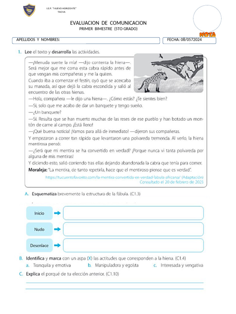 Evaluacion De Comunicacion Pdf