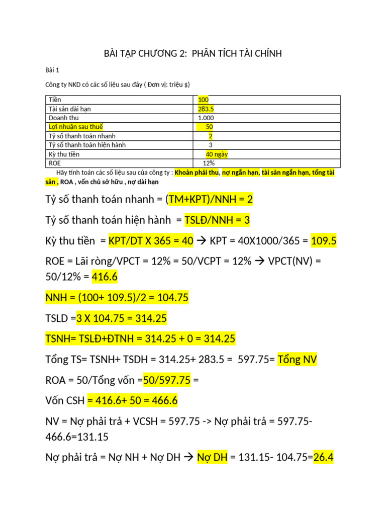 Bai Tap Chuong 2-GIAI | PDF