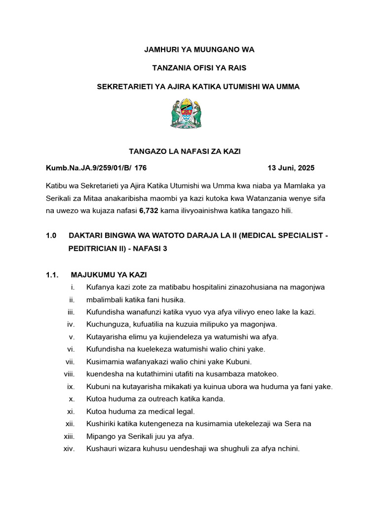 Tangazo La Kazi Mdas | PDF