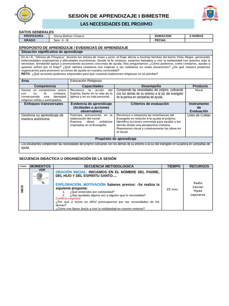 Las Necesidades Del Projimo - Docx 3ro | PDF | Aprendizaje | Maestros