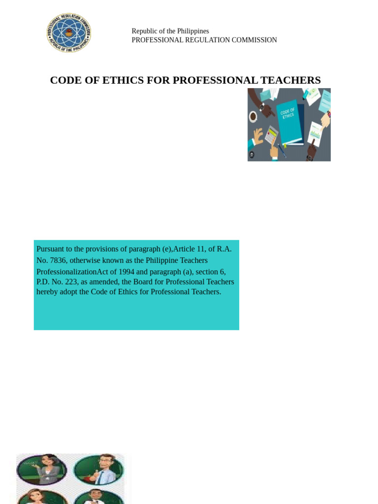 Philippine Teachers' Code of Ethics | PDF | Teachers