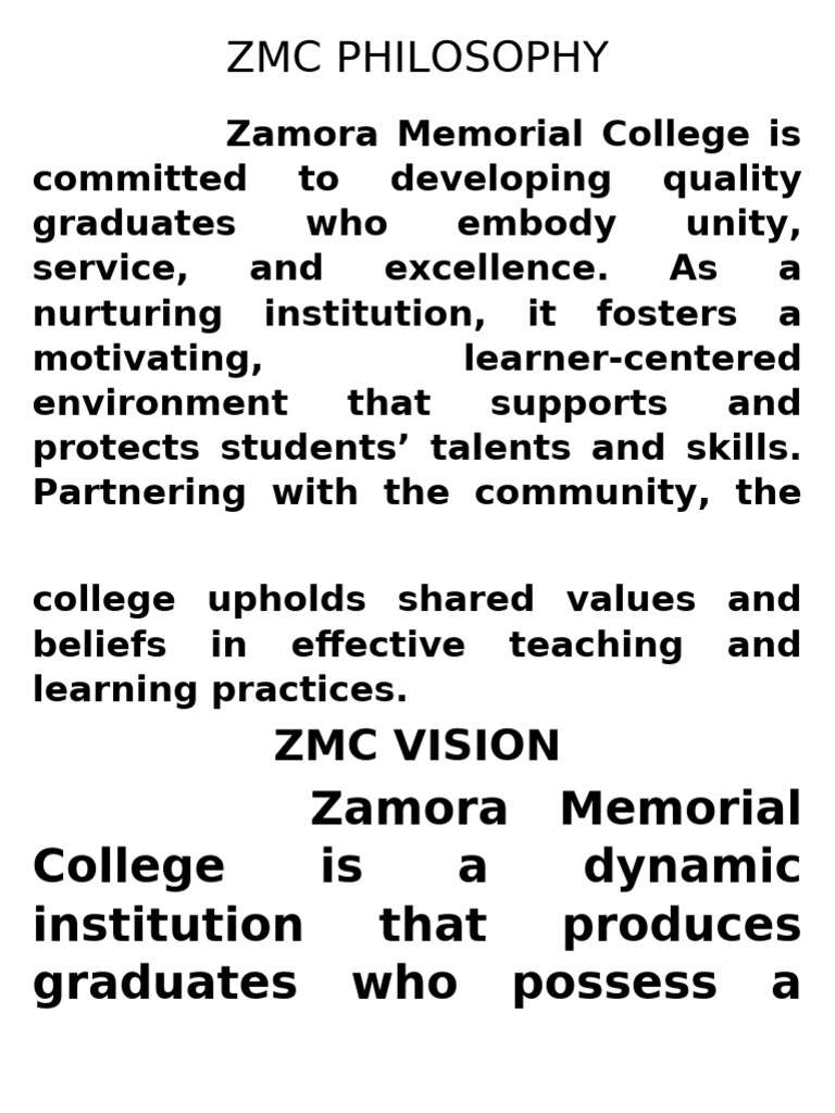 ZMC Philosophy | PDF