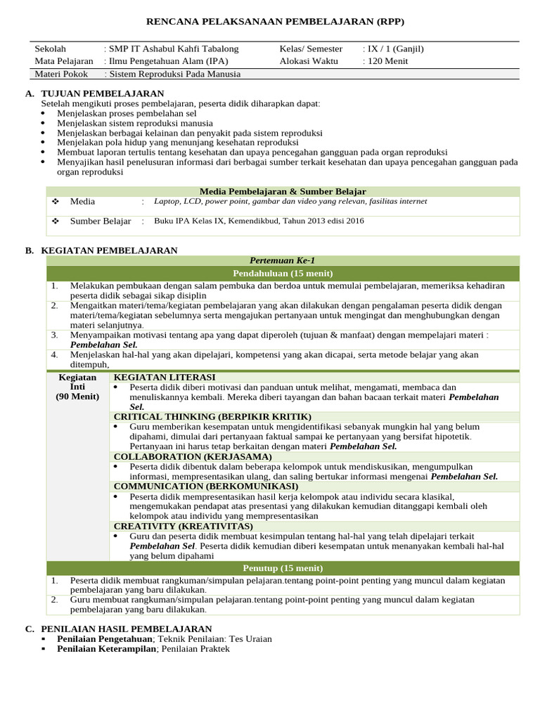 RPP IPA Kls 9 Smt-1 BAB-1 TP 2023-2024 | PDF