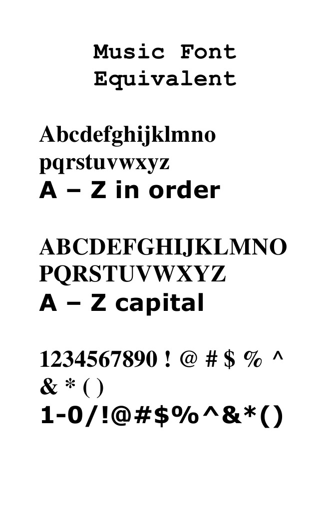 Music Font Character Set Overview | PDF