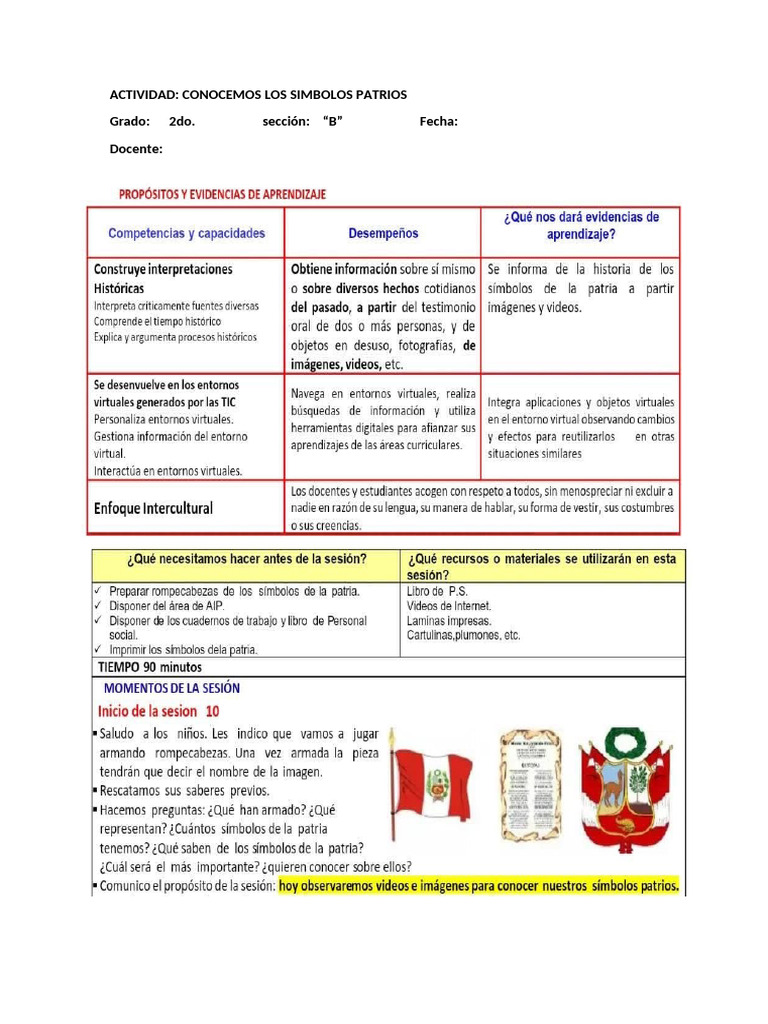 Actividad Los Simblos Patrios | PDF