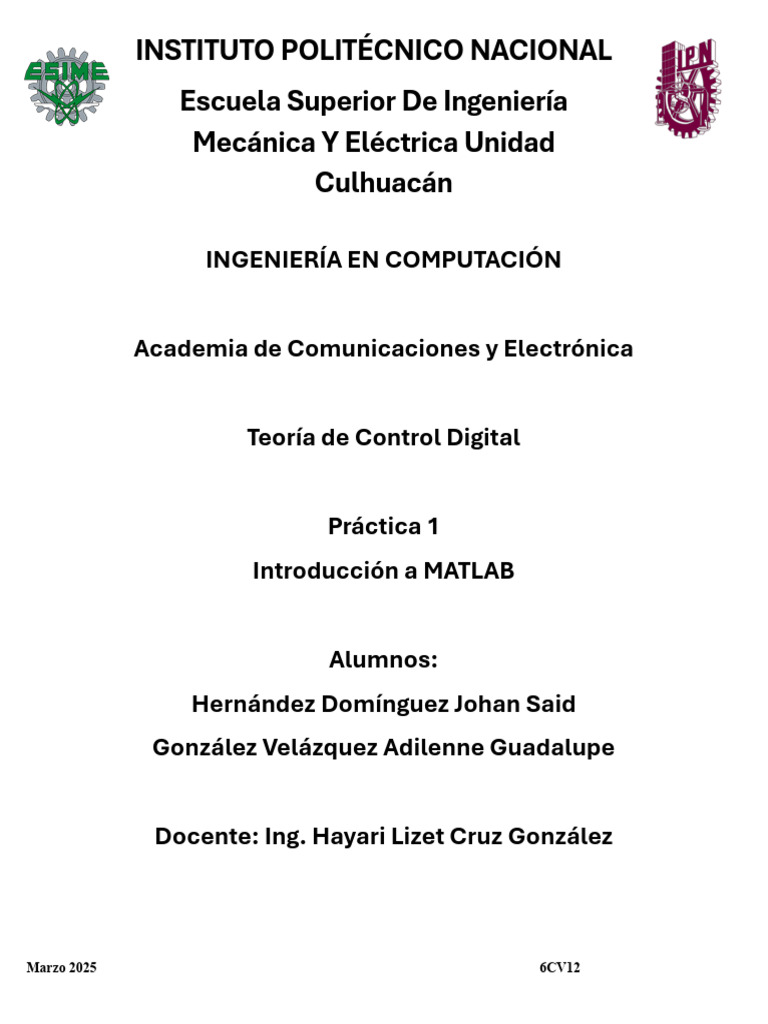 PRACTICA1 | PDF | Matlab | Lenguaje de programación