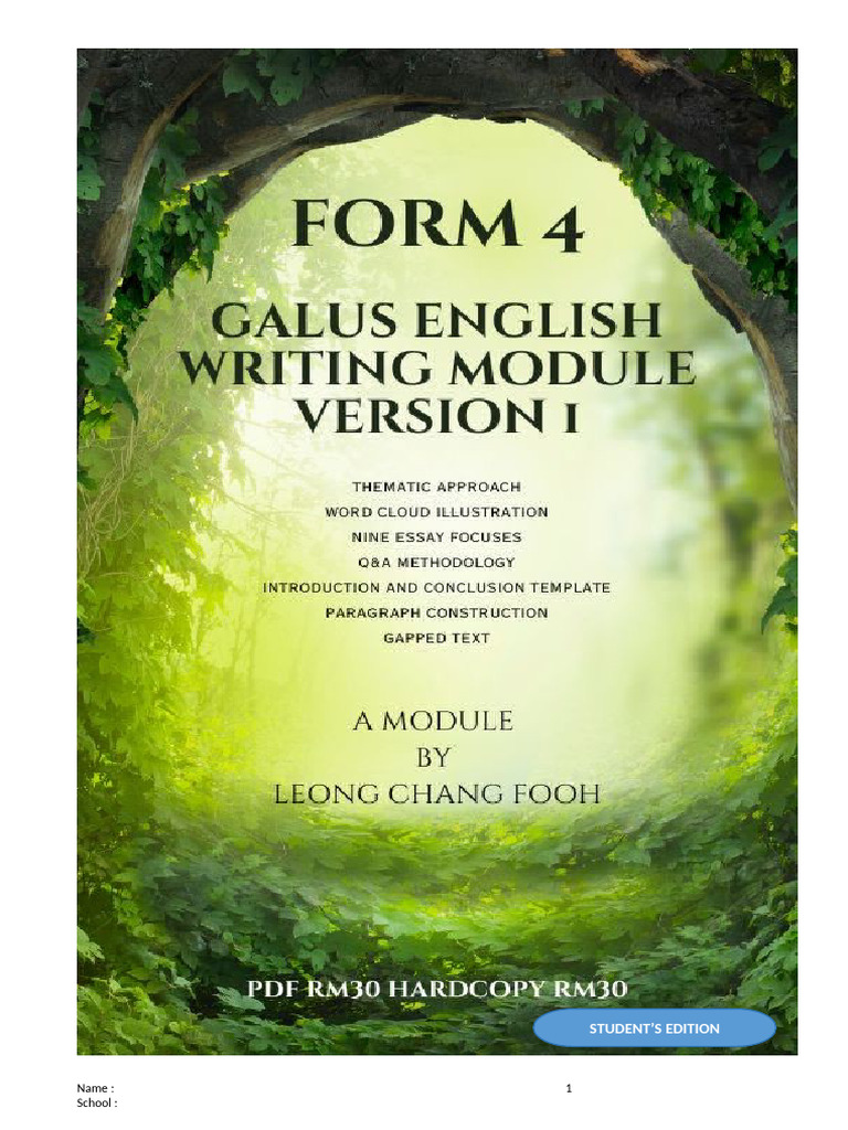Form 4 GALUS Writing Stu Module 2023 Student's Edition | PDF | Tourism ...
